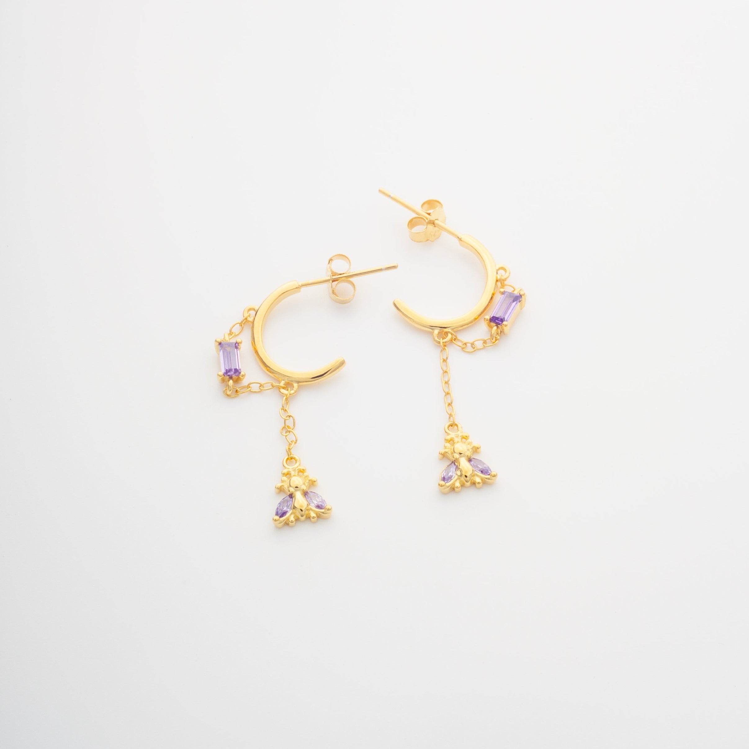 Becca Drop Hoops in Lilac/Gold – Loja Watsons Bay