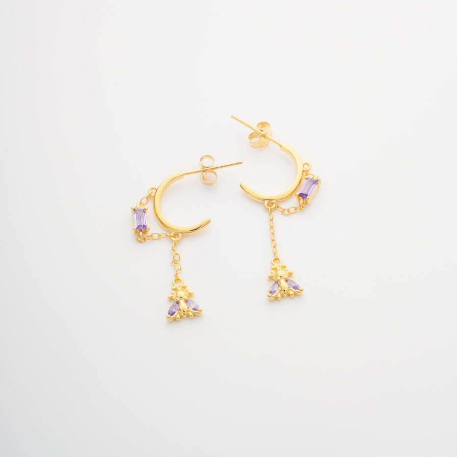 Becca Drop Hoops in Lilac/Gold – Loja Watsons Bay